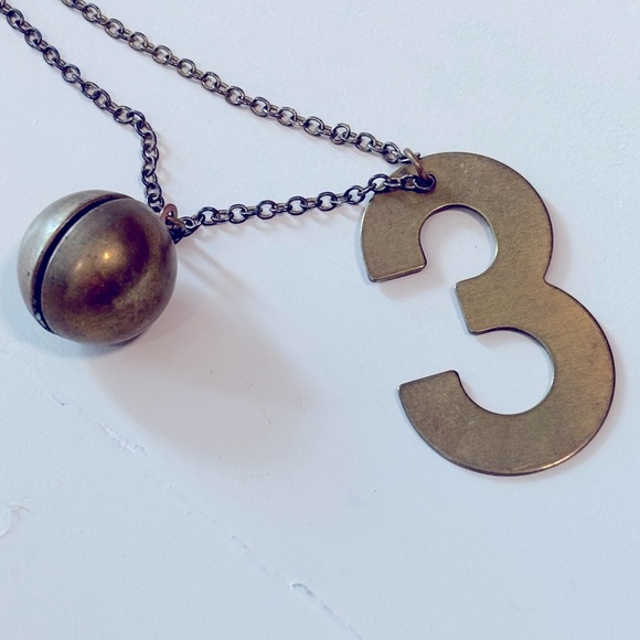 Jewelry | Vintage Brass Lucky Number 3 Pendant Ball Locket Necklace ...